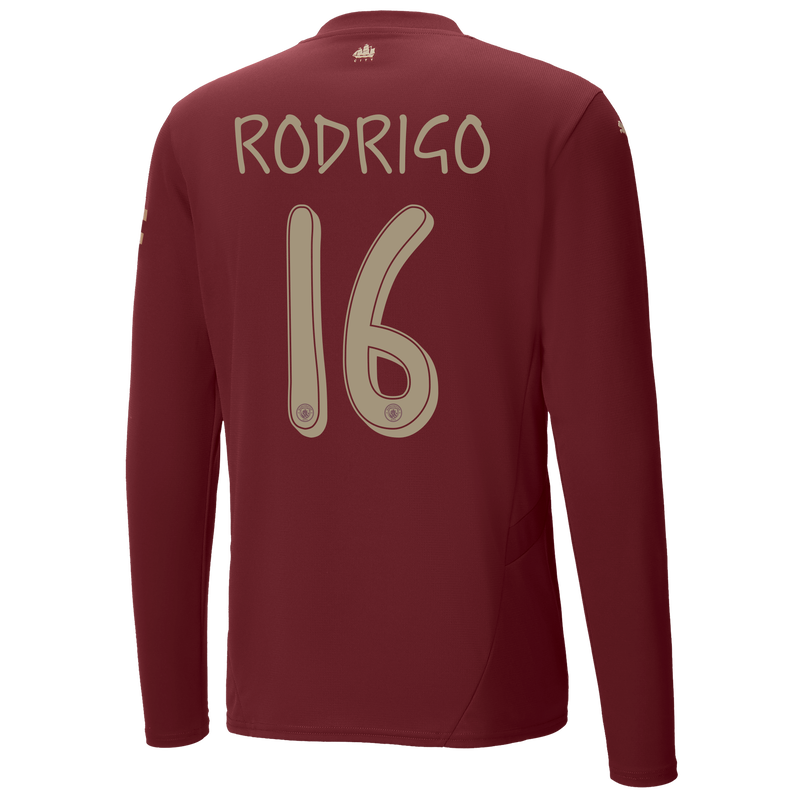 Manchester City Third Jersey 2024/25 Long Sleeve With RODRIGO 16 ...