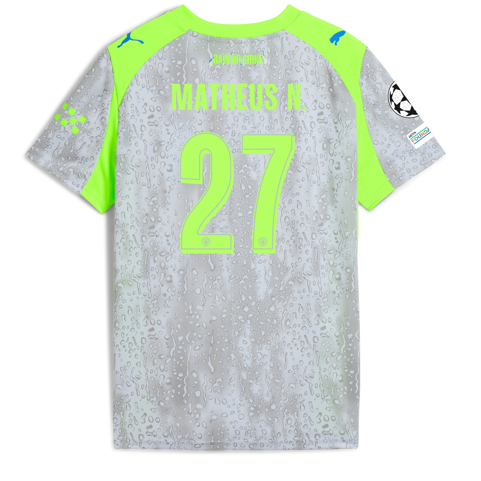 Kids' Manchester City Third Jersey 2025/26 With MATHEUS N. 27 Printing ...