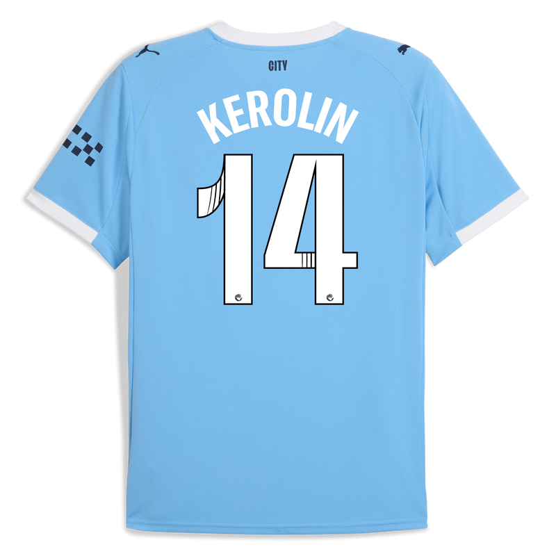 Maillot domicile Manchester City 2025/26 avec impression KEROLIN 14 ...