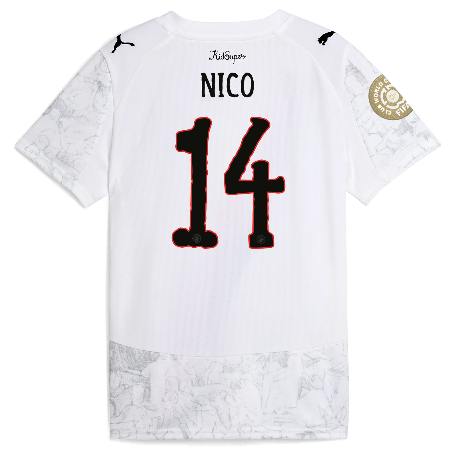 Manchester City KidSuper kinder-shirt 2025/26 met NICO 14 bedrukking ...