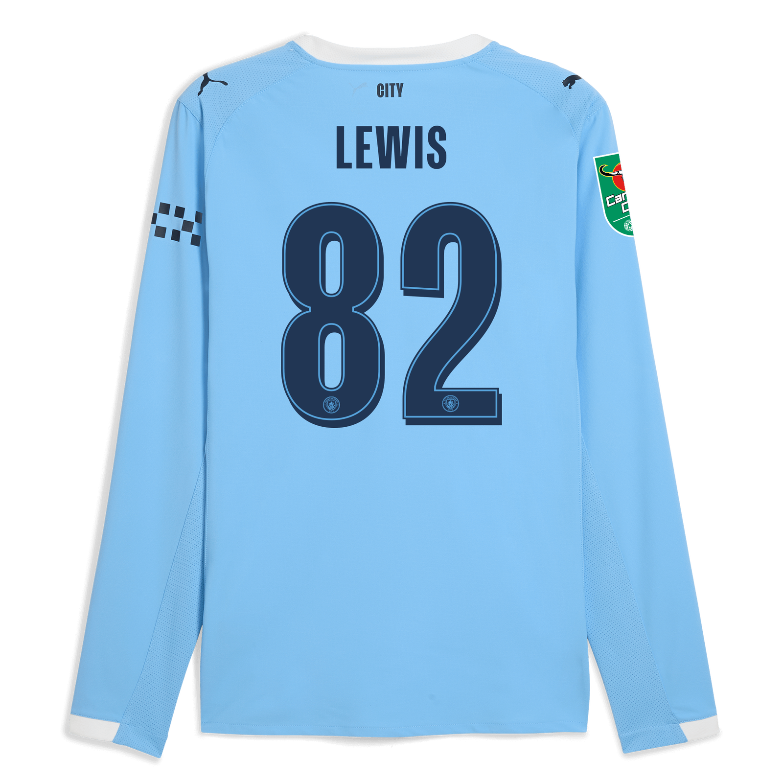 Manchester City Home Authentic Jersey 2025/26 Long Sleeve With LEWIS 82 ...