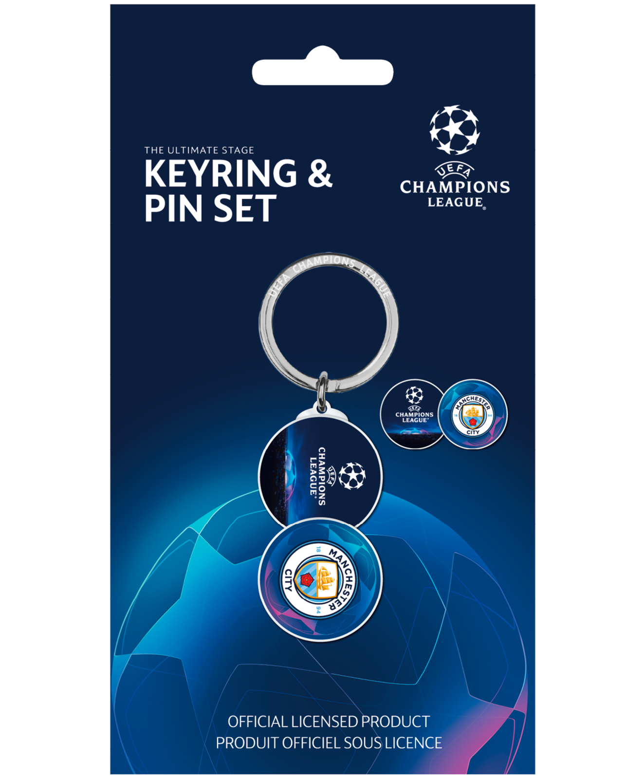 Manchester City UCL Badge & Key Chain Set | Official Man City Store