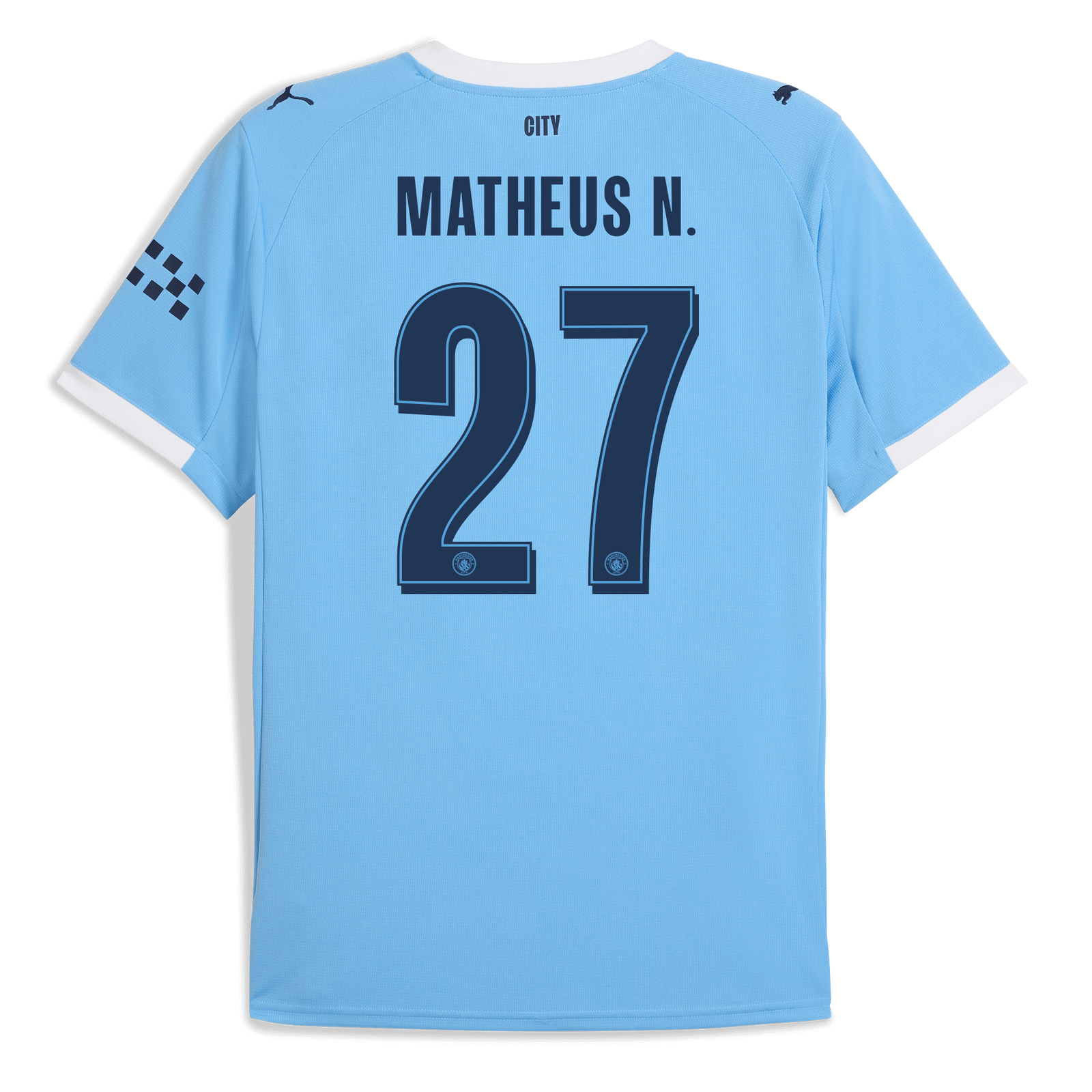 Manchester City Home Jersey 2025/26 With MATHEUS N. 27 Printing ...