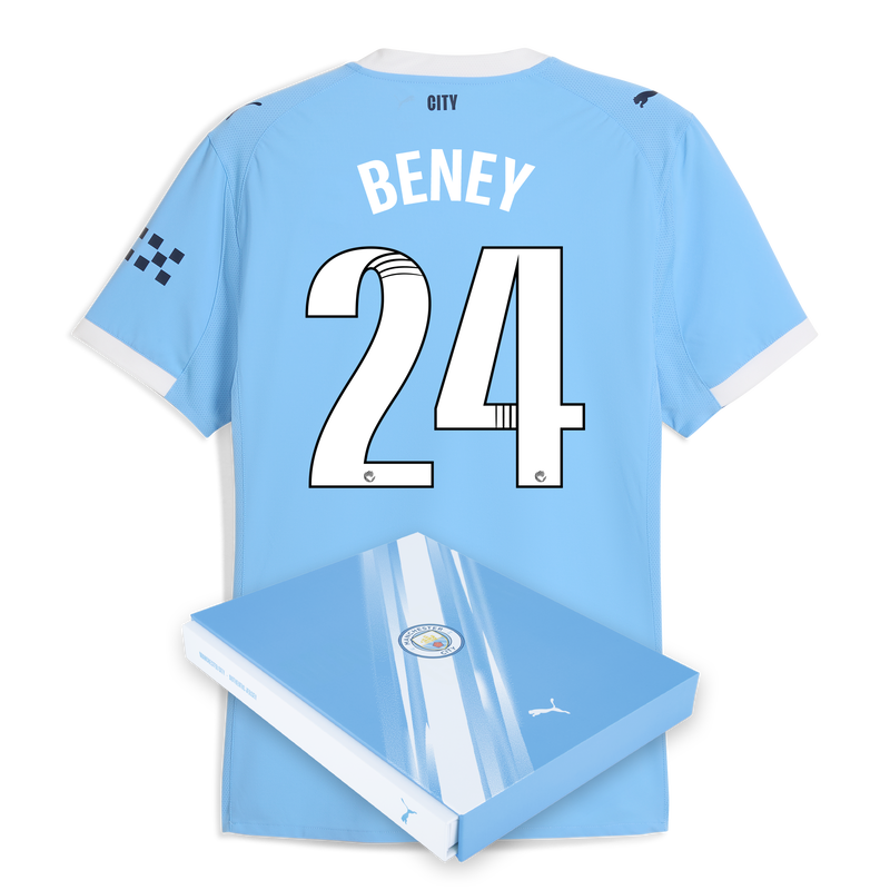 Maglia Home Authentic Manchester City 2025/26 con stampa BENEY 24 in ...