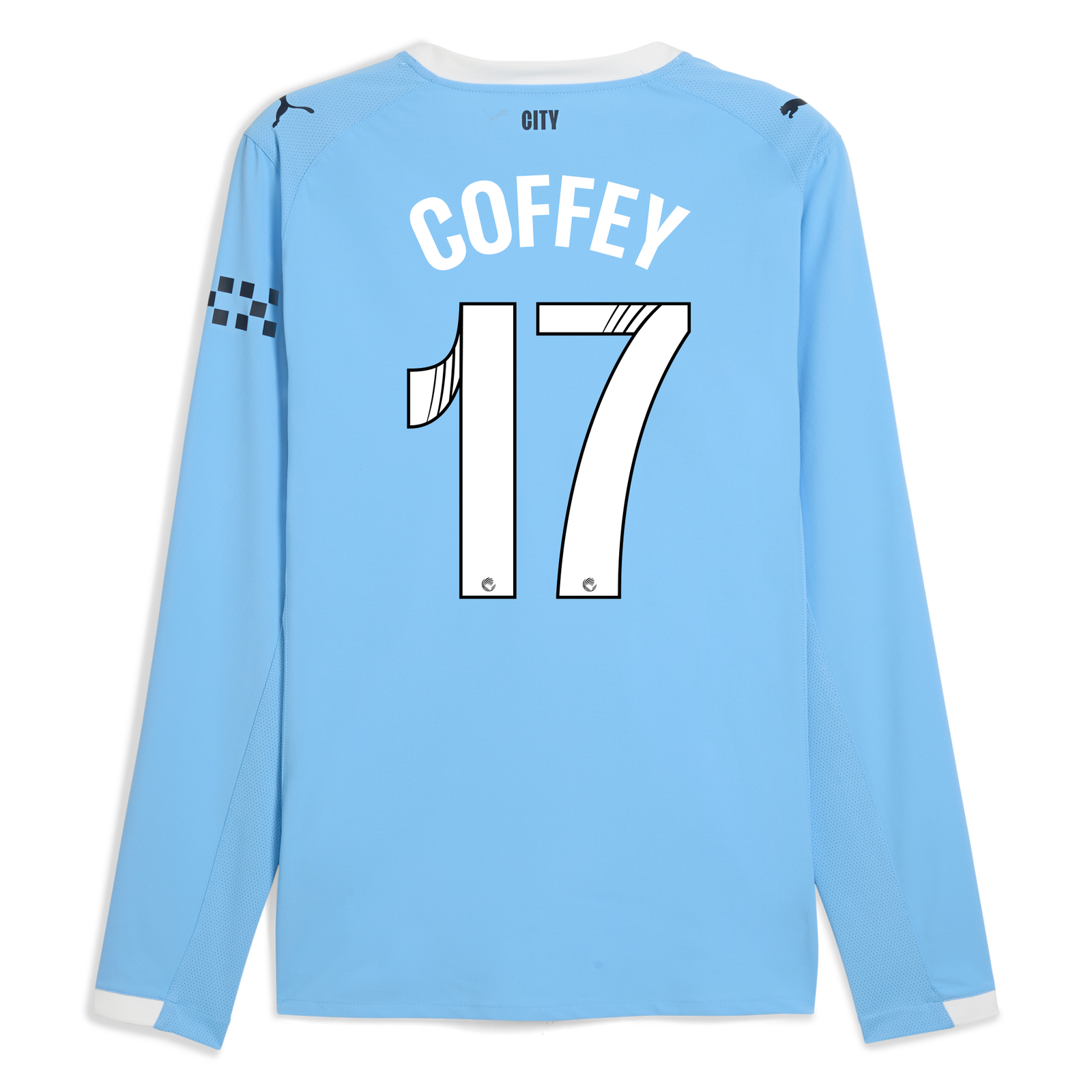 Manchester City Home Authentic Jersey 2025/26 Long Sleeve With COFFEY ...