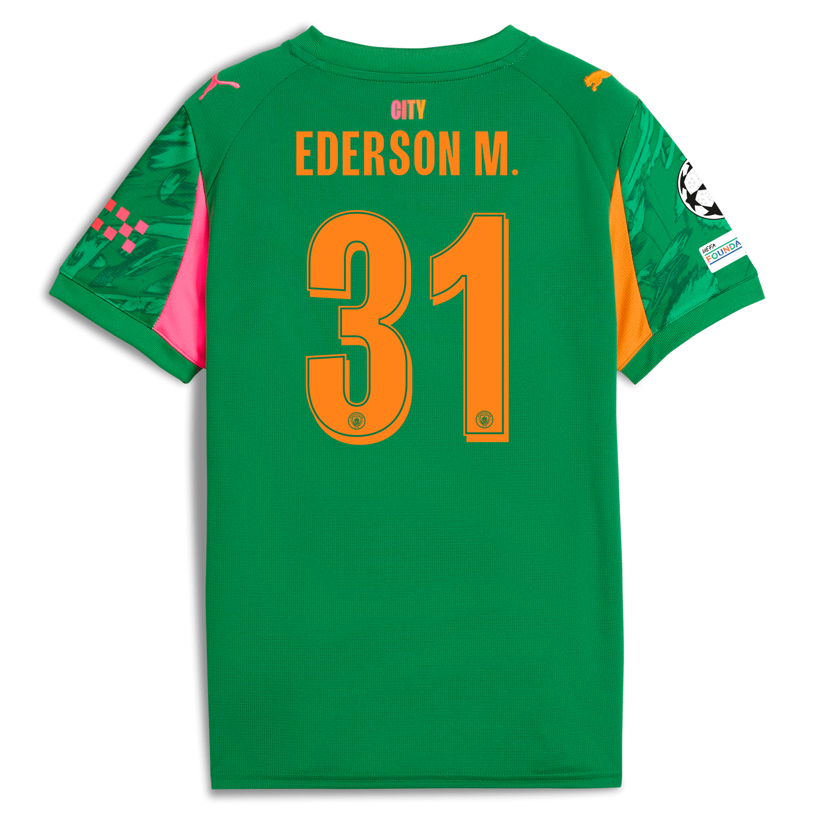 Kids' Manchester City Goalkeeper Jersey 2025/26 With EDERSON M. 31 Printing | Official Man City ...