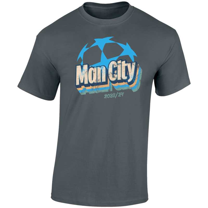 Manchester City Ucl Vintage Starball Tee Official Man City Store