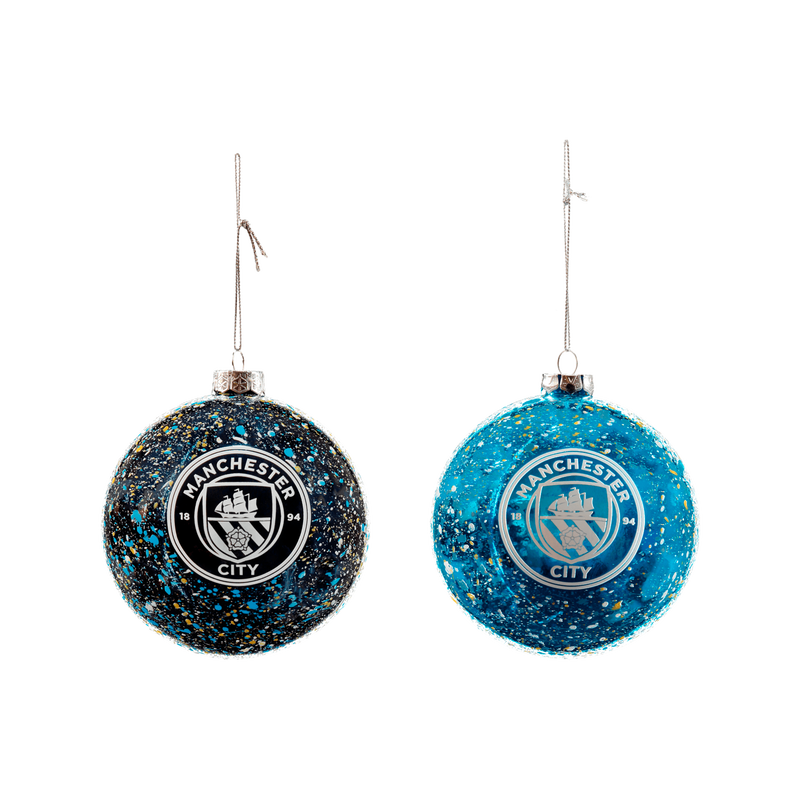 Manchester City 2 Pack Splatter Bauble Official Man City Store