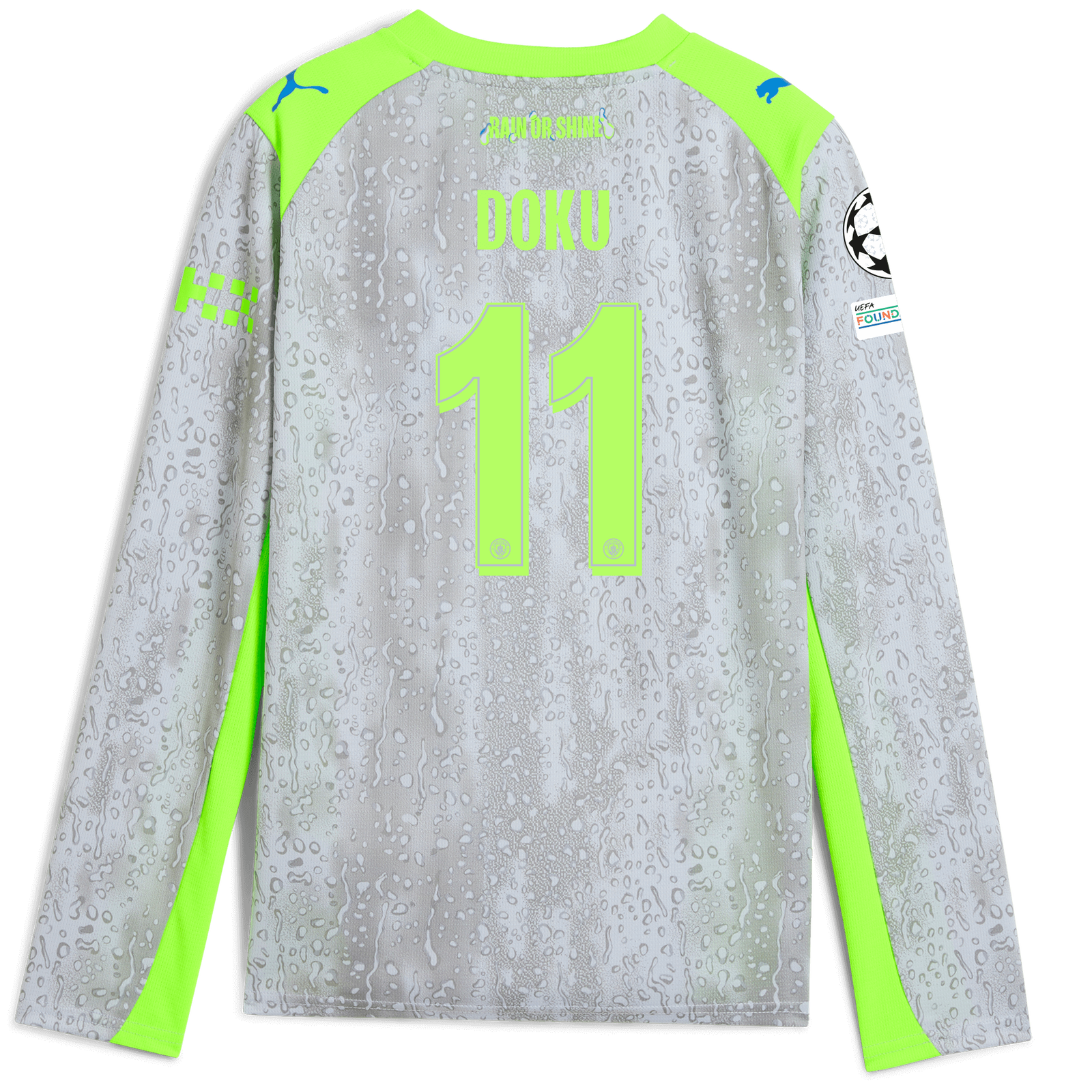 Kids' Manchester City Third Jersey 2025/26 Long Sleeve With DOKU 11 ...