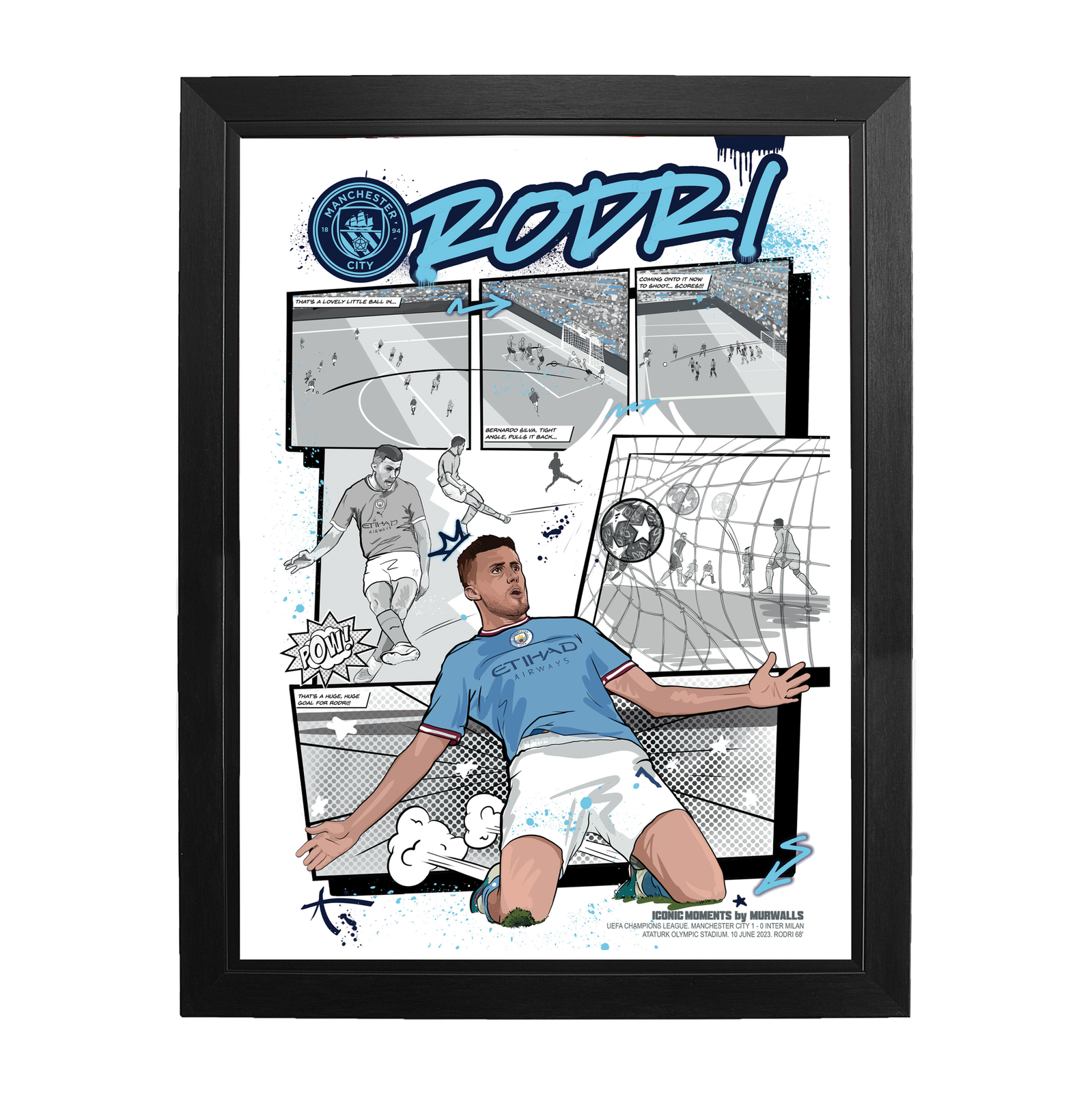 Manchester City x Murwalls Rodri Iconic Moments Framed Print | Official ...