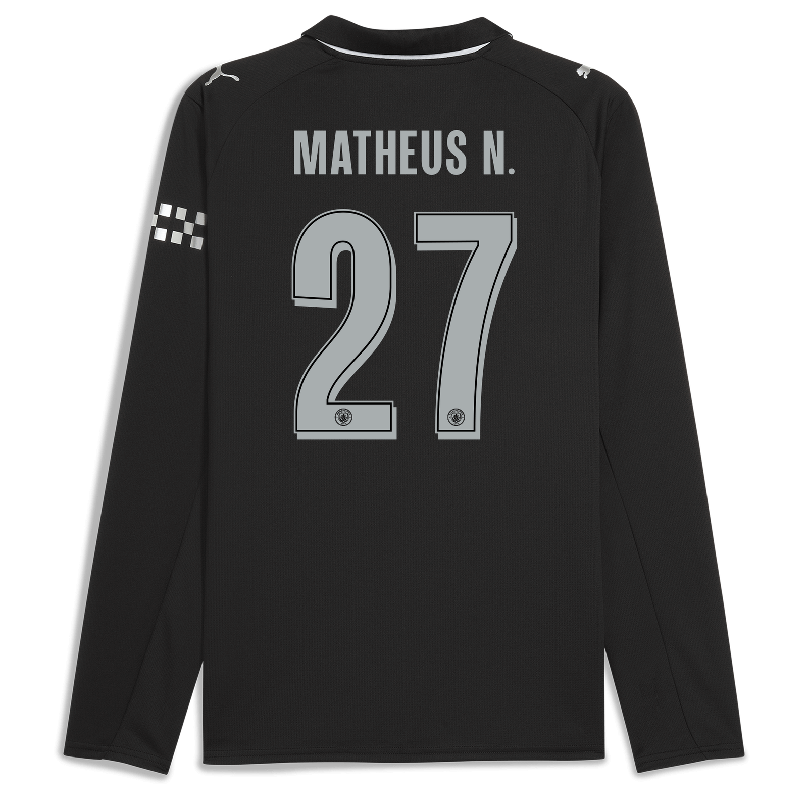 Manchester City Away Jersey 2025/26 Long Sleeve With MATHEUS N. 27 ...