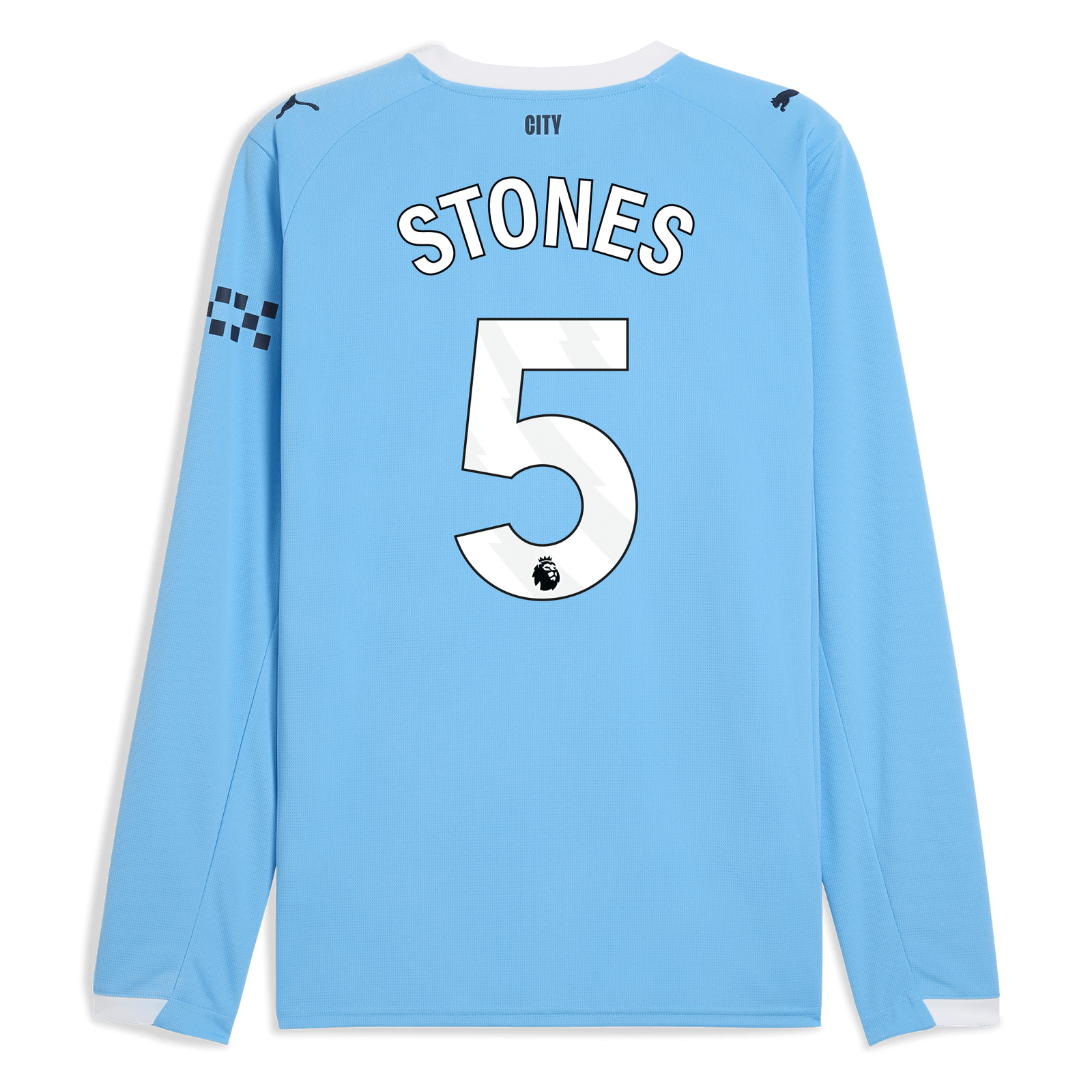 Manchester City Home Jersey 2025/26 Long Sleeve With STONES 5 Printing ...