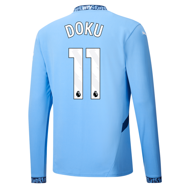 Manchester City Home Jersey 2024/25 Long Sleeve With DOKU 11 Printing ...