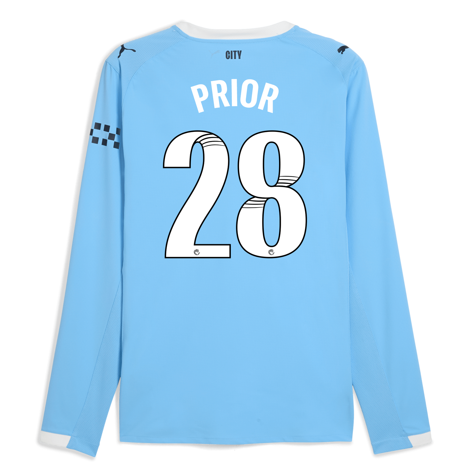 Manchester City Home Authentic Jersey 2025/26 Long Sleeve With PRIOR 28 ...
