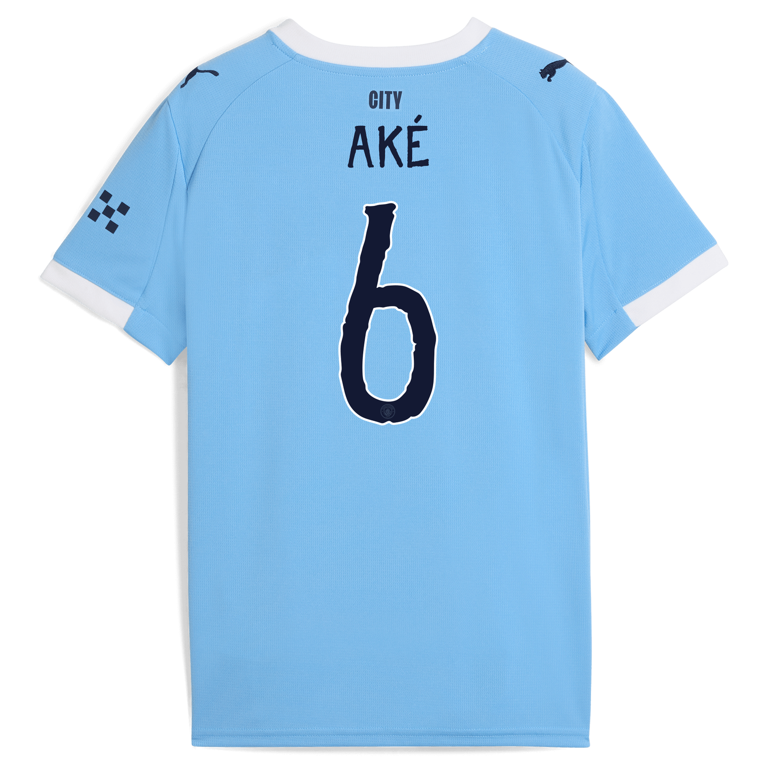 Kids' Manchester City Home Jersey 2025/26 With AKÉ 6 Printing | Official Man City Store