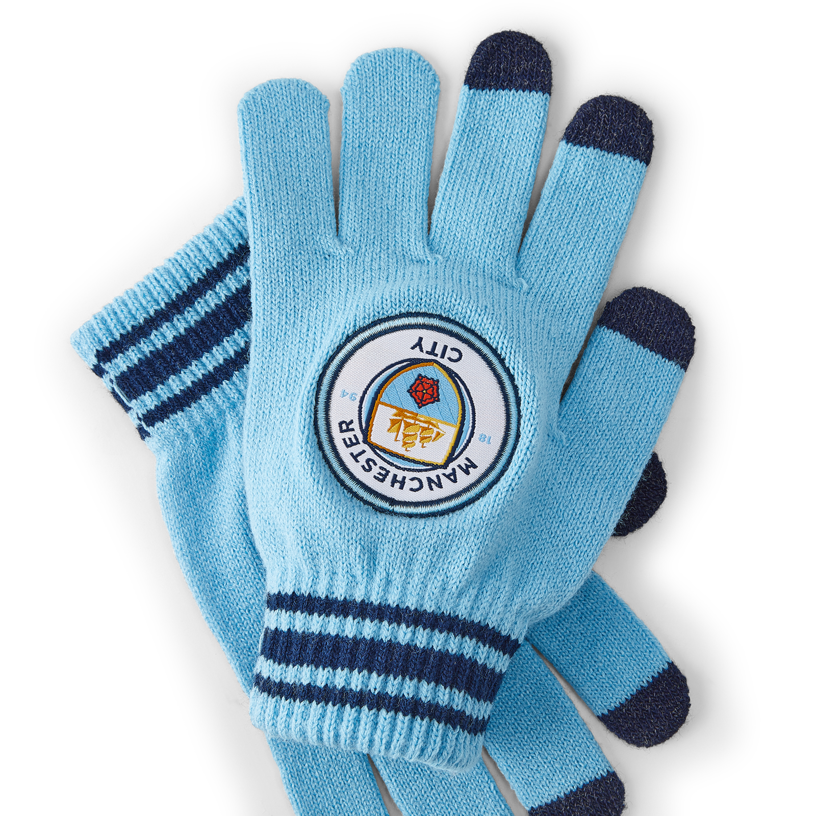 Kid's Manchester City Stripe Gloves | Official Man City Store