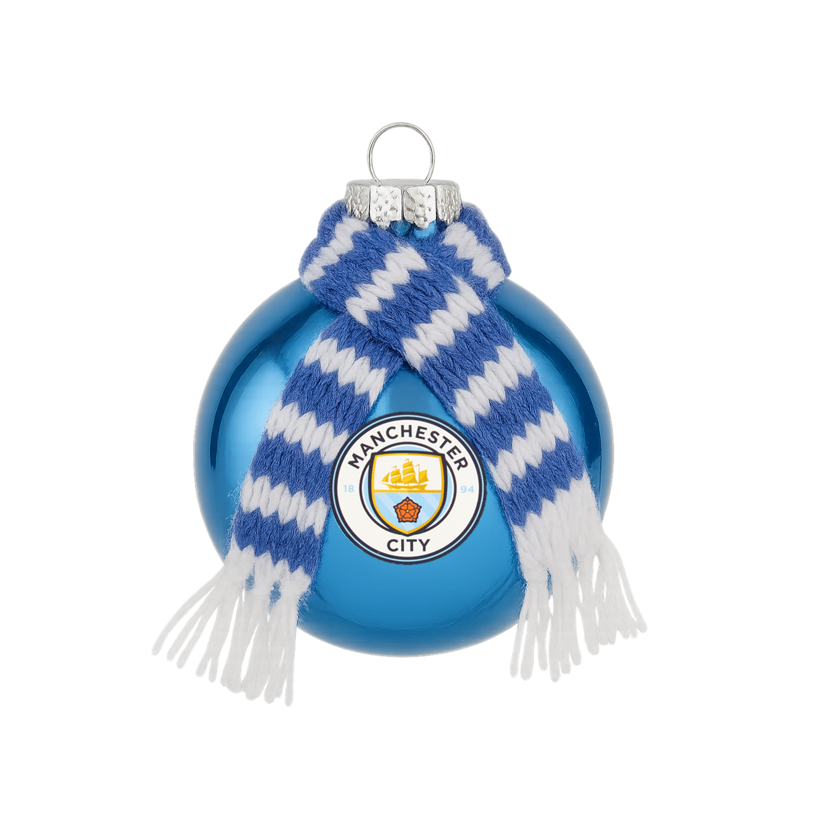 Manchester City Christmas Scarf Bauble | Official Man City Store