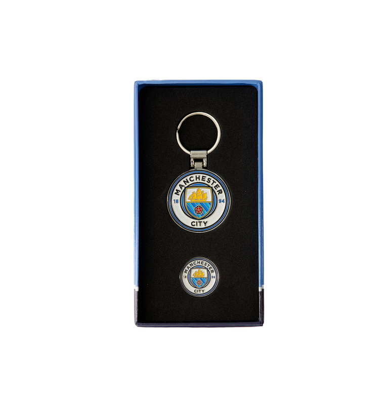 Set di portachiavi e spilla del Manchester City | Official Man City Store