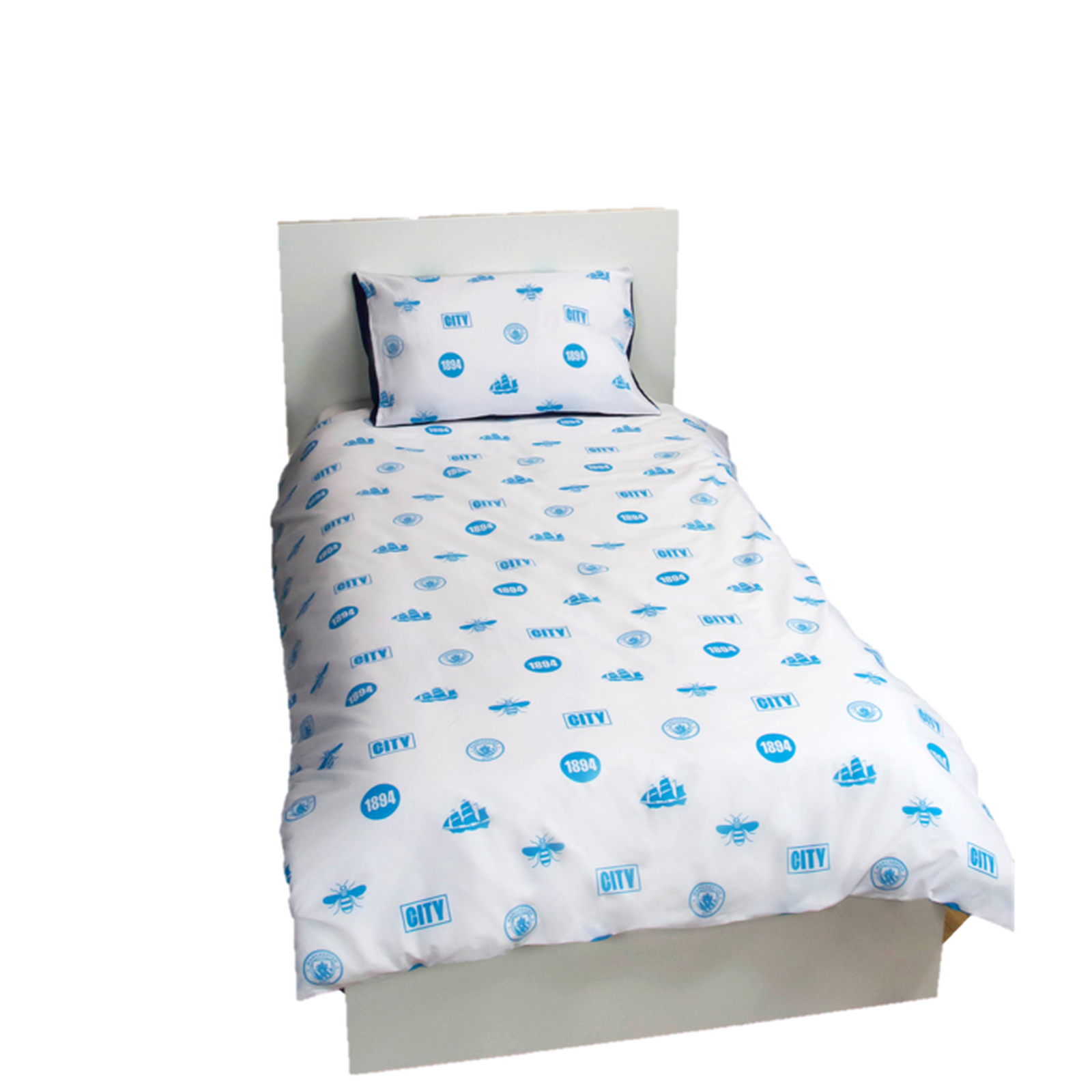 Manchester City Reversible Glyph Single Duvet | Official Man City Store