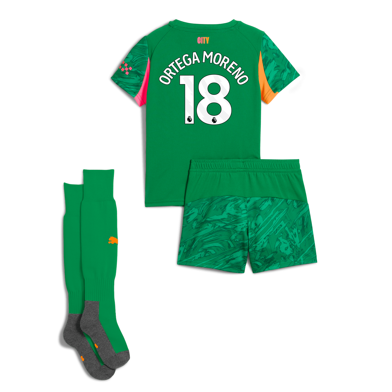 Kids' Manchester City Goalkeeper Mini Kit 2025/26 With ORTEGA MORENO 18 ...