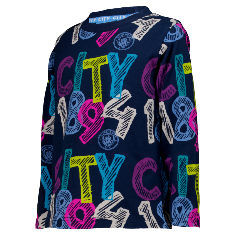 Camiseta Para Niños Del Manchester City Con Gráfico City Y Manga Larga