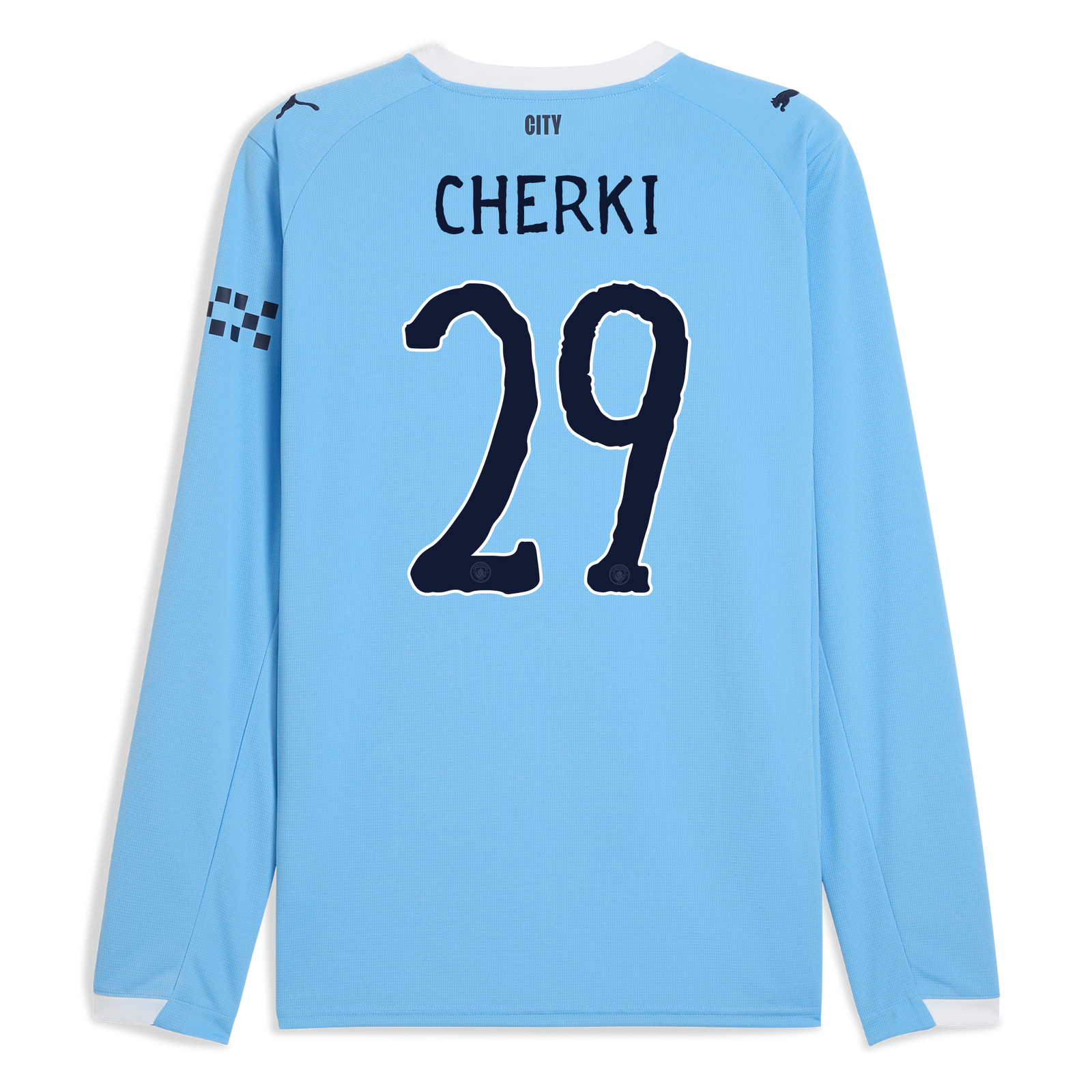 Manchester City Home Jersey 2025/26 Long Sleeve With CHERKI 29 Printing ...