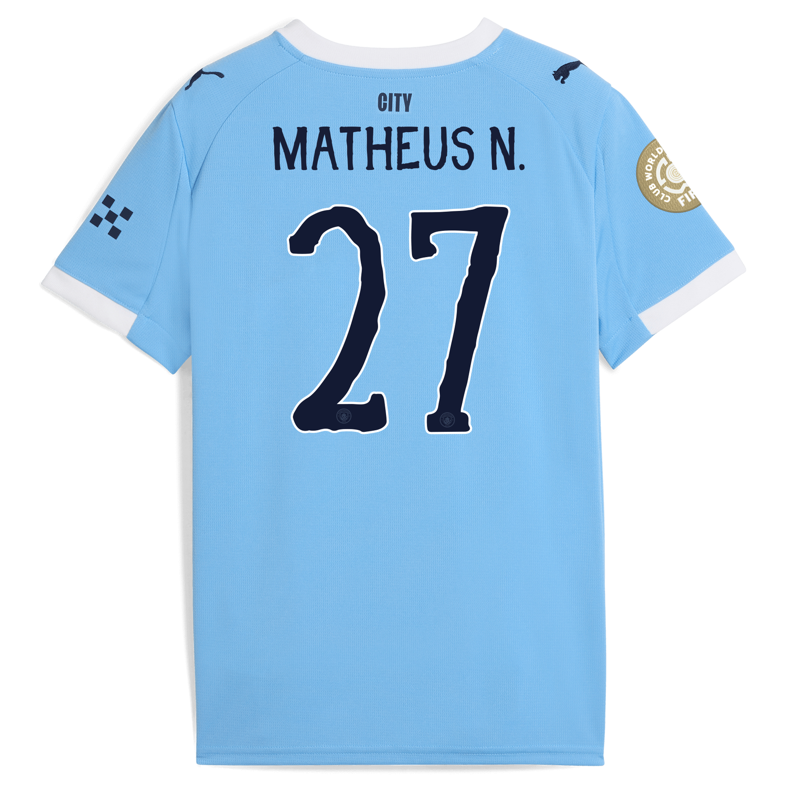 Kids' Manchester City Home Jersey 2025/26 With MATHEUS N. 27 Printing ...