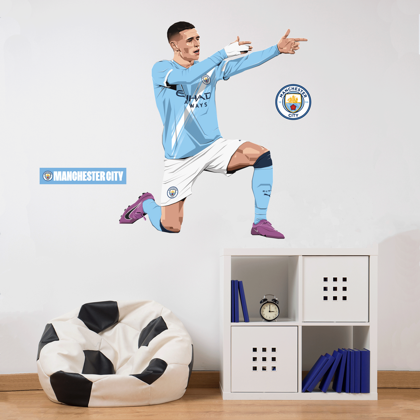 Manchester City Foden 25/26 Illustration Wall Sticker | Official Man ...